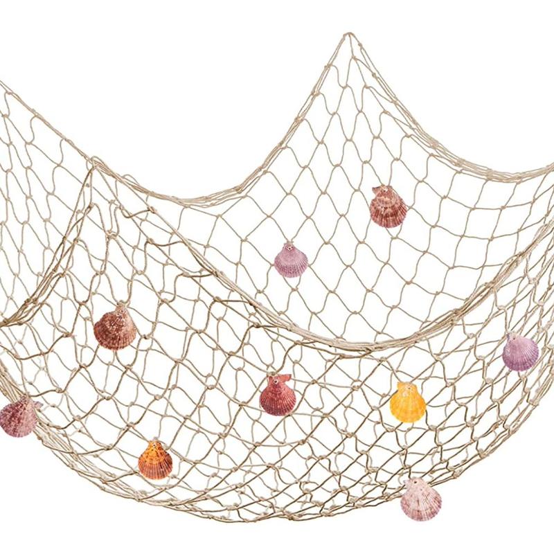 1 Piece Fish Net Wall Decor with Shells, Fishing Net Decorative ...