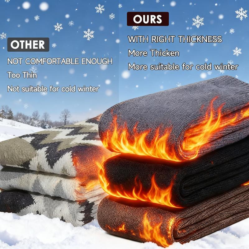 3/10 Pack Men's Warm Snow Socks - Thickened Fleece Boot Socks Soft ...