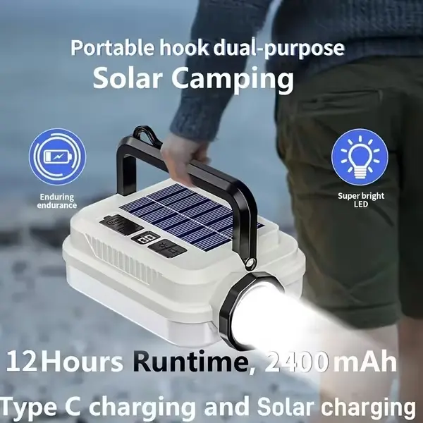 Portable Ultra Bright Solar Flashlight - Rechargeable Super Bright LED ...