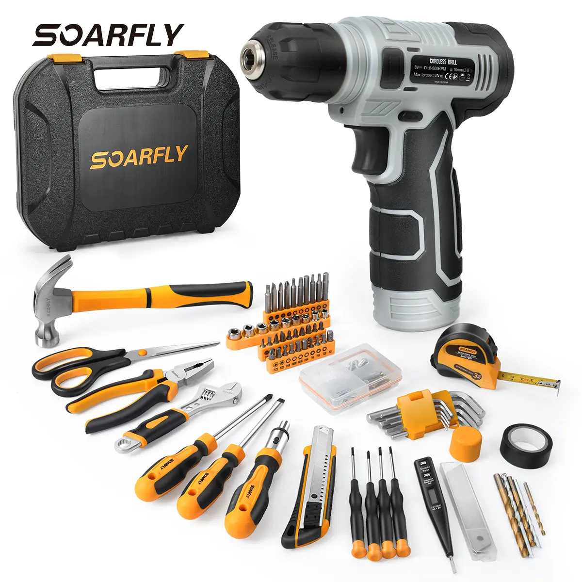 SOARFLY 180-Piece 8V Cordless Drill & Tool Set | USB-C Rechargeable ...