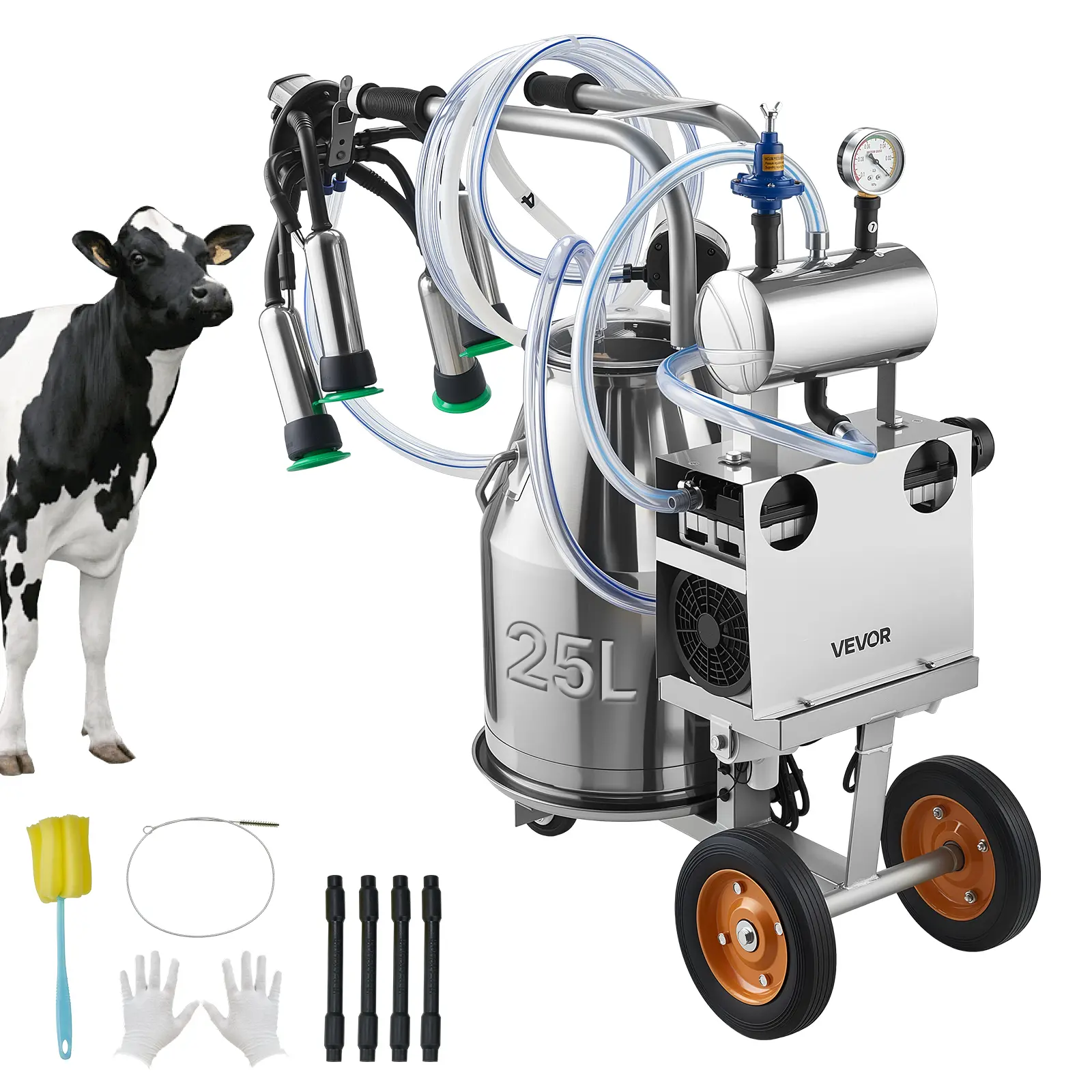 【Summervibes】VEVOR Electric Cow Milking Machine, 6.6 Gal / 25 L 304 ...