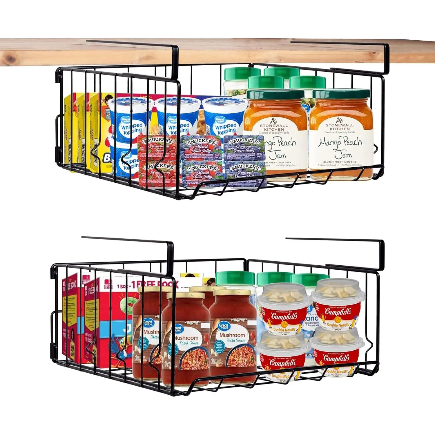 Under Shelf Basket Storage 2Pack, Steel Under Shelf Hanging Wire ...