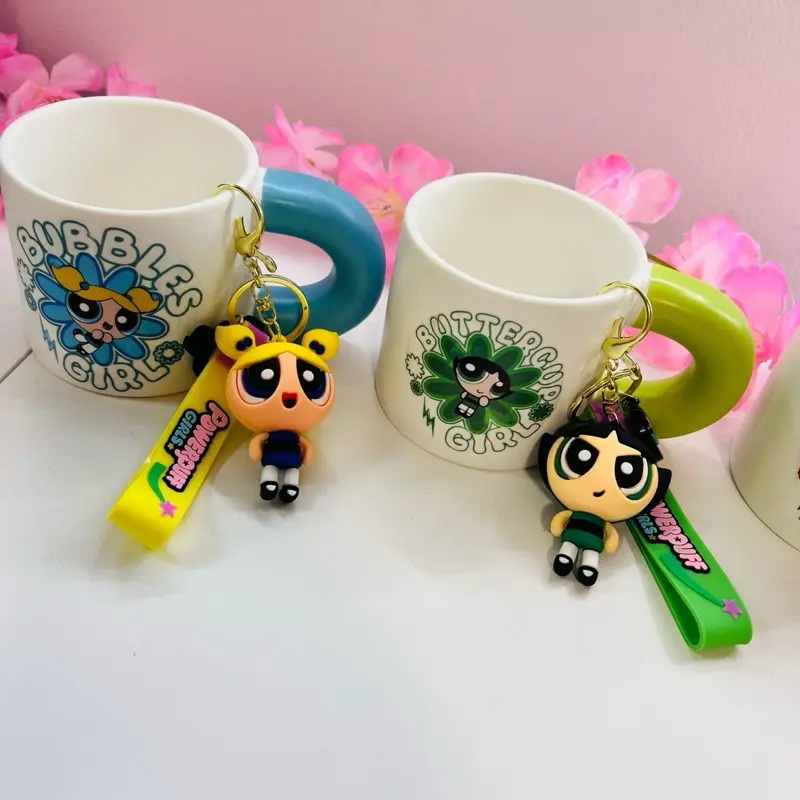 11-ounce mug featuring a Powerpuff design, plus 3D keychains. - TikTok Shop
