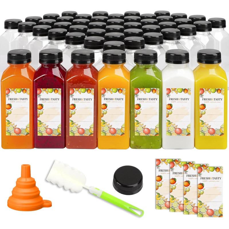 100 count Juice Bottles, 12oz Plastic Bottles with Caps, Juice Bottle ...