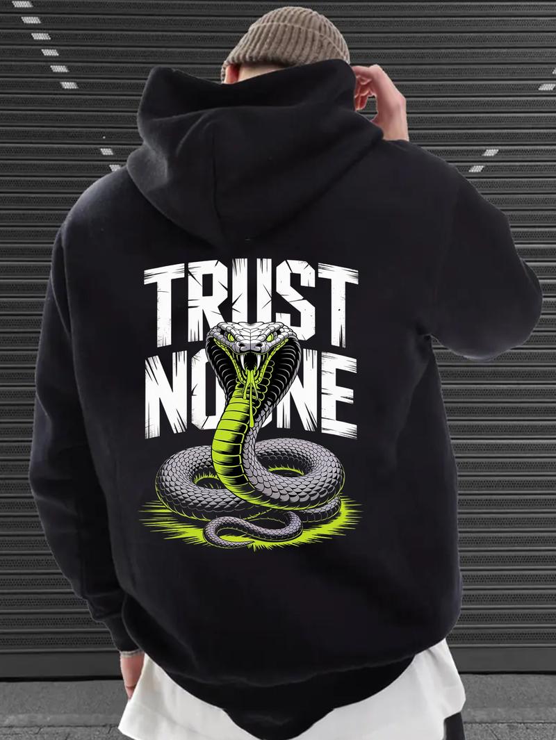 Men's Gothic Snake Hoodie Trust No One Black Neon Green Streetwear ...
