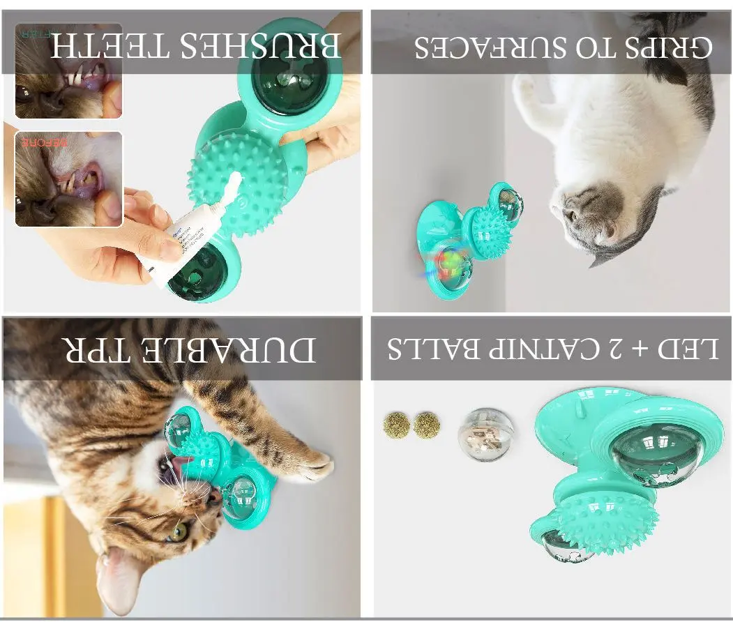 Interactive Spinning Cat Toy - Pet Life Windmill with Strong Suction ...