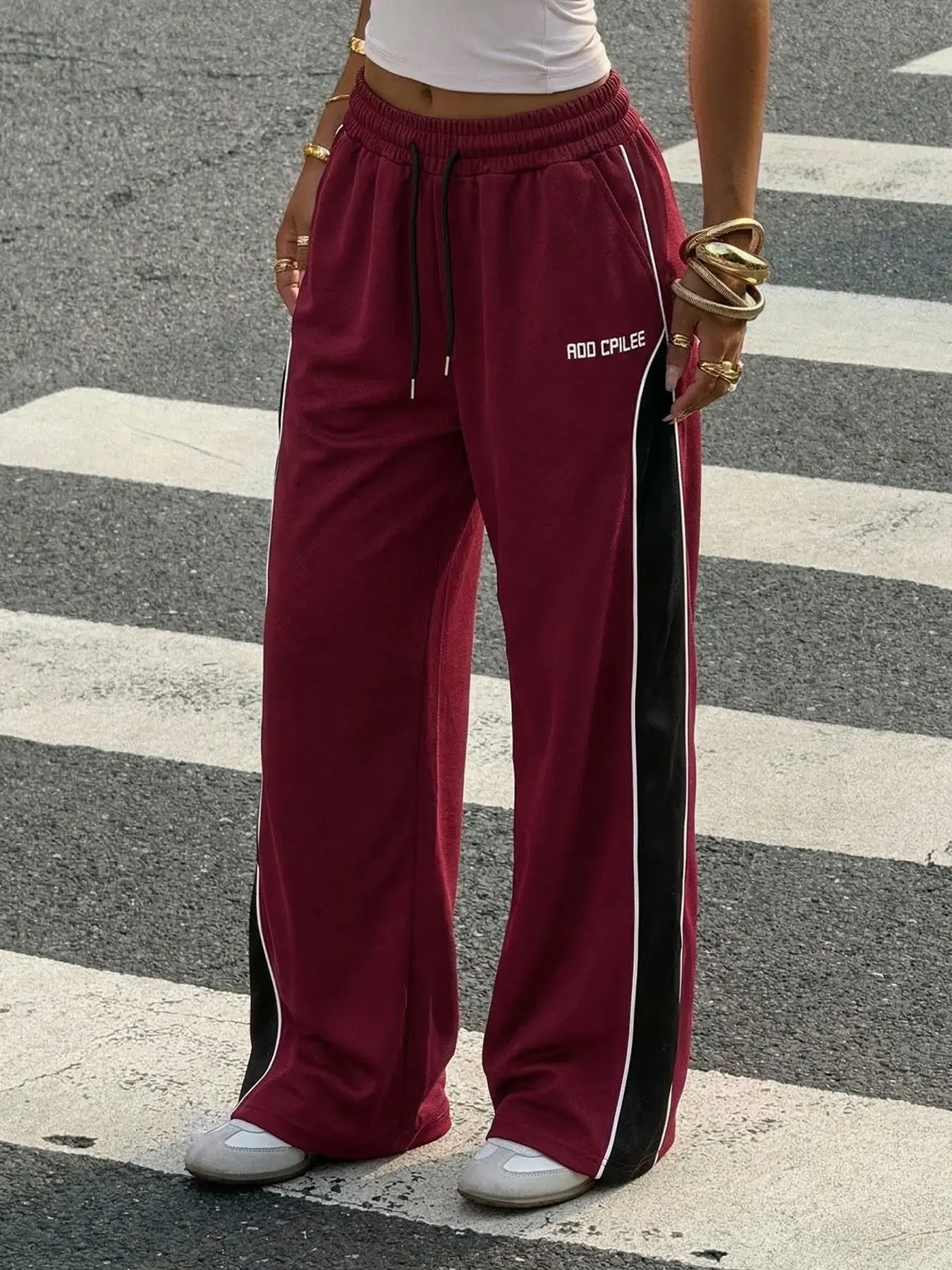 Women Loose Fitted Pants Casual Elastic Drawstring Adjustable Waist ...