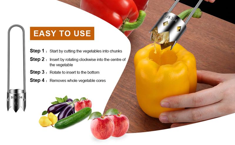 2 Pcs Fruit and Vegetable Corer Tool, Red Bell Pepper Seed Corer ...