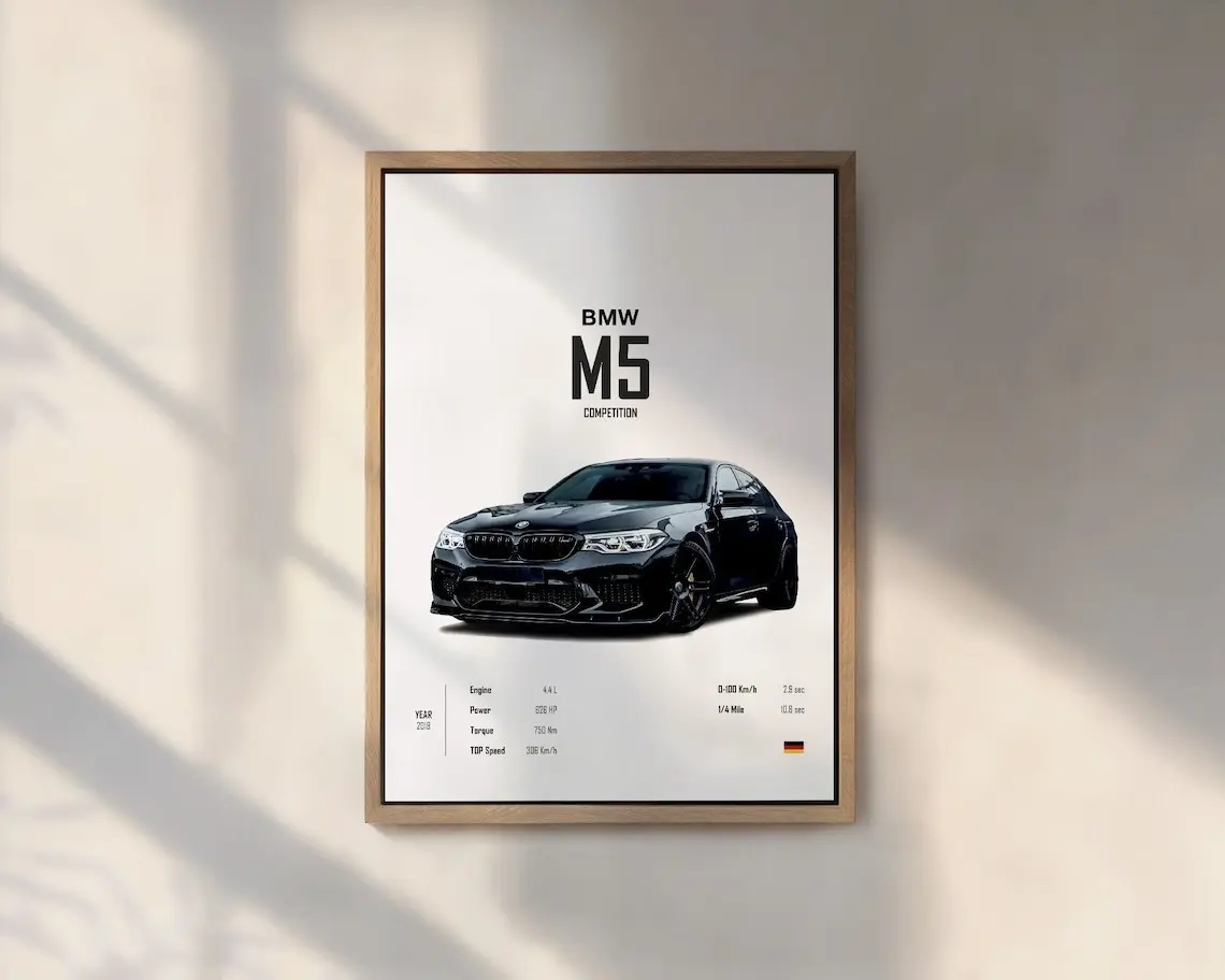 BMW M5 F90 Competition Car Poster Automotive Wall Art, Aesthetic Wall ...