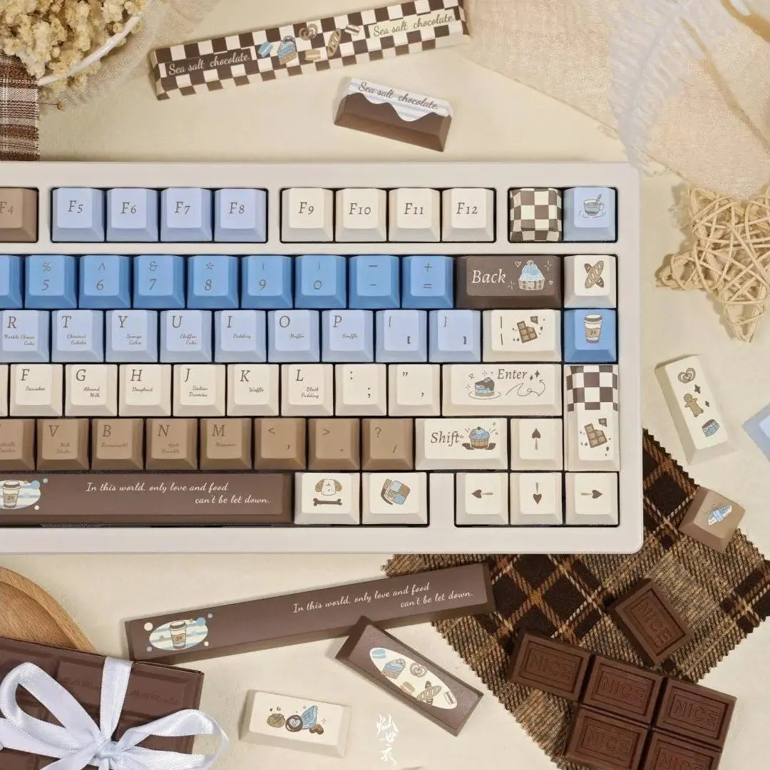 130 Keys PBT Keycaps Sea Salt Chocolate Theme Cute Keycaps Cherry ...