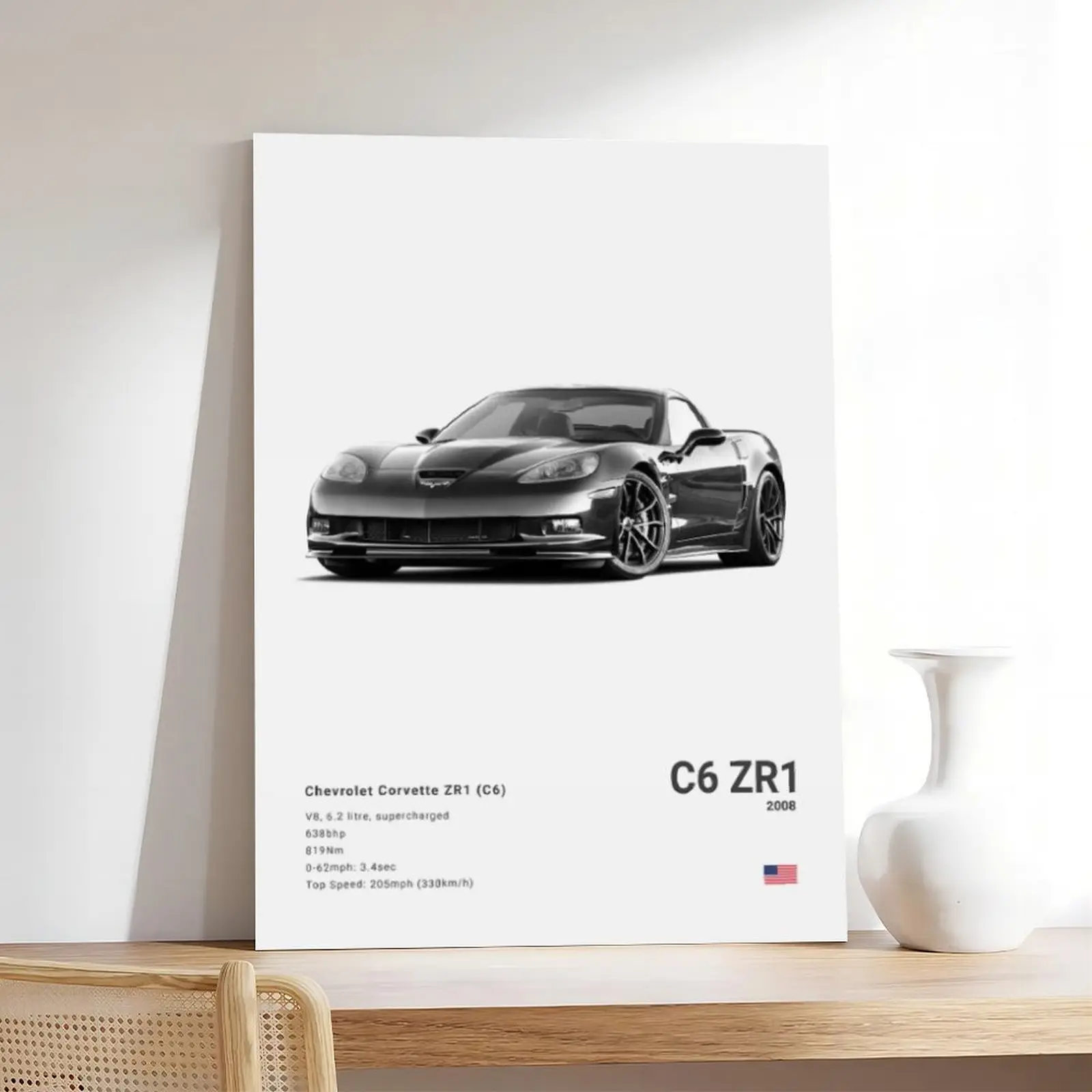 Chevrolet Corvette ZR1 C6 Car Poster Prints, Gifts For Men, Vintage ...