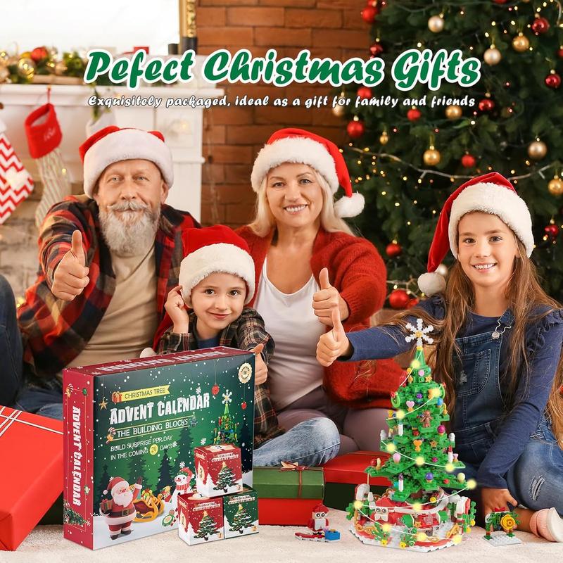 Advent Calendar 2025 Christmas Tree Building Set with LED light, 24 ...