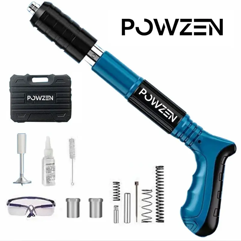 POWZEN Absolute Power Concrete Nail Gun Kit with 100pcs Nails 5 Speed ...