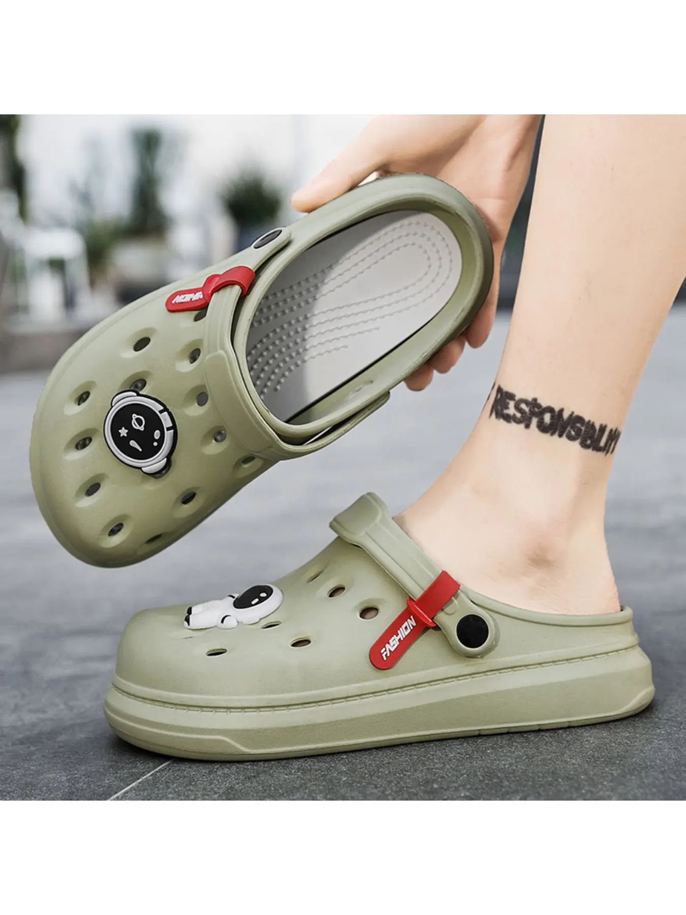 Men's Thick-Soled Closed-Toe Clogs, Anti-Slip & Breathable Slippers ...