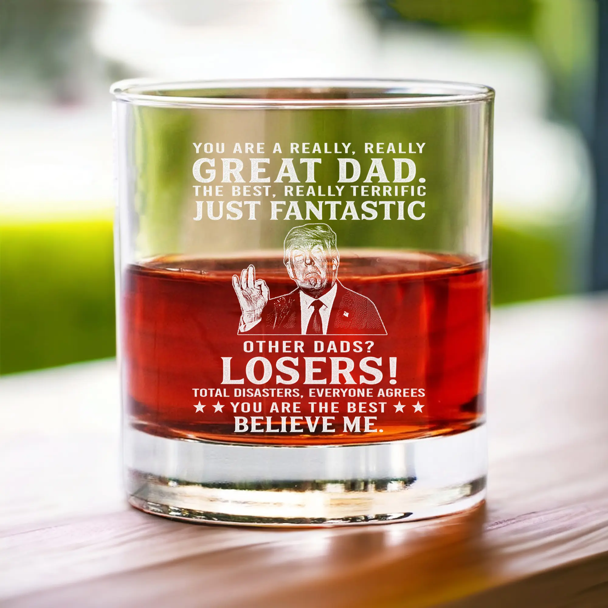 Engraved “Great Dad Believe Me” Whiskey Glass – Funny Gift for Dad ...