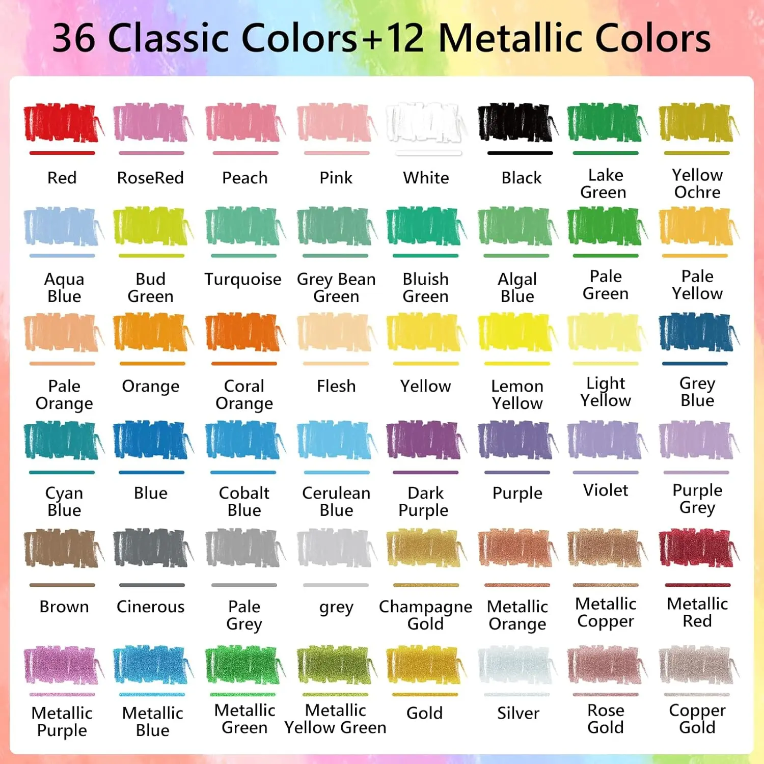 JKC 48 Colors Acrylic Paint Markers Set, Acrylic Paint Pens with Medium ...