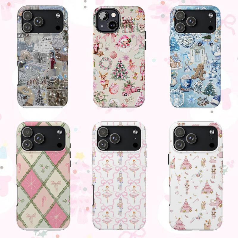 Cute Pink Christmas Tough Phone Case, Santa Christmas Case, 17 16 15 14 ...