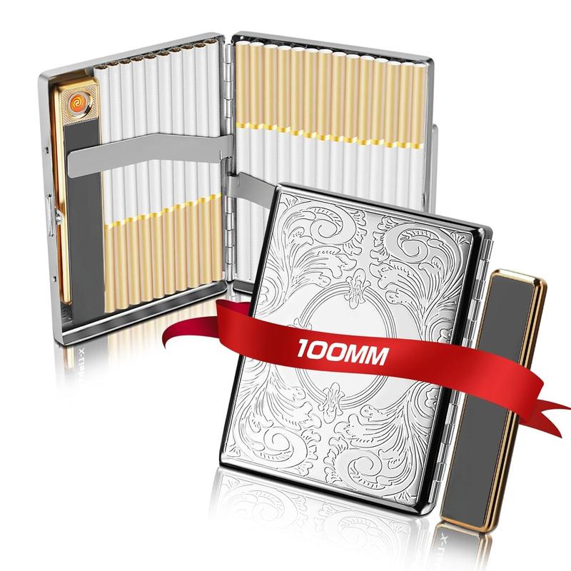 Vintage Cigarette Case With Lighter For 100s King Size Retro Flower ...
