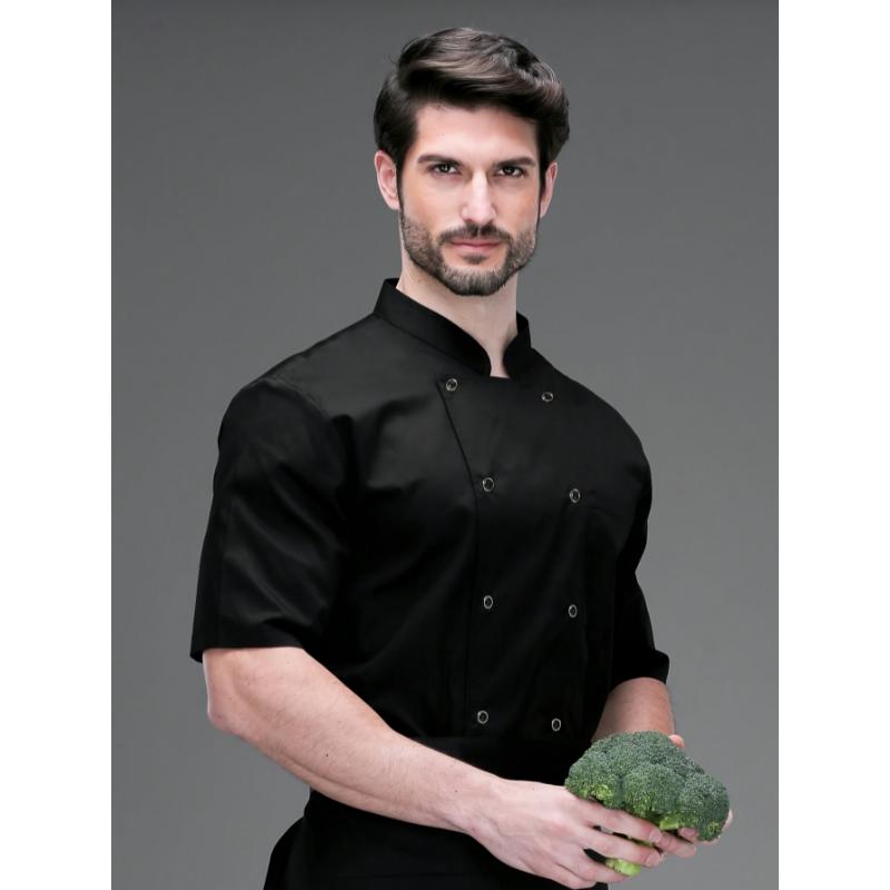 Breathable Polyester Men's Chef Jacket, Short Sleeve, Comfort Fit ...