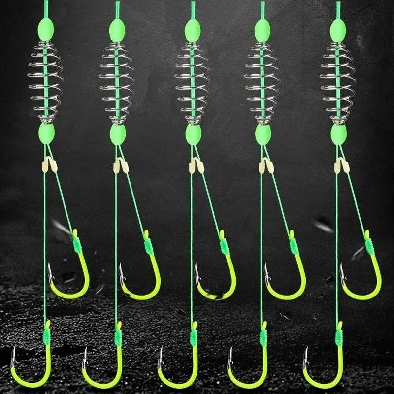 5pcs/set Stainless Steel Double Hook Fishing Line with Barbed Carp ...