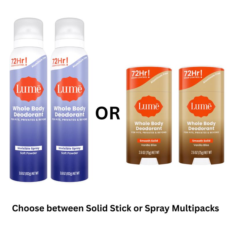 Aluminum Free Deodorant Multipack - Lume Spray or Solid Stick Deodorant ...