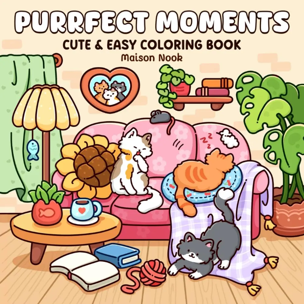 Purrfect Moments: Coloring Book for Adults and Teens Featuring Funny ...