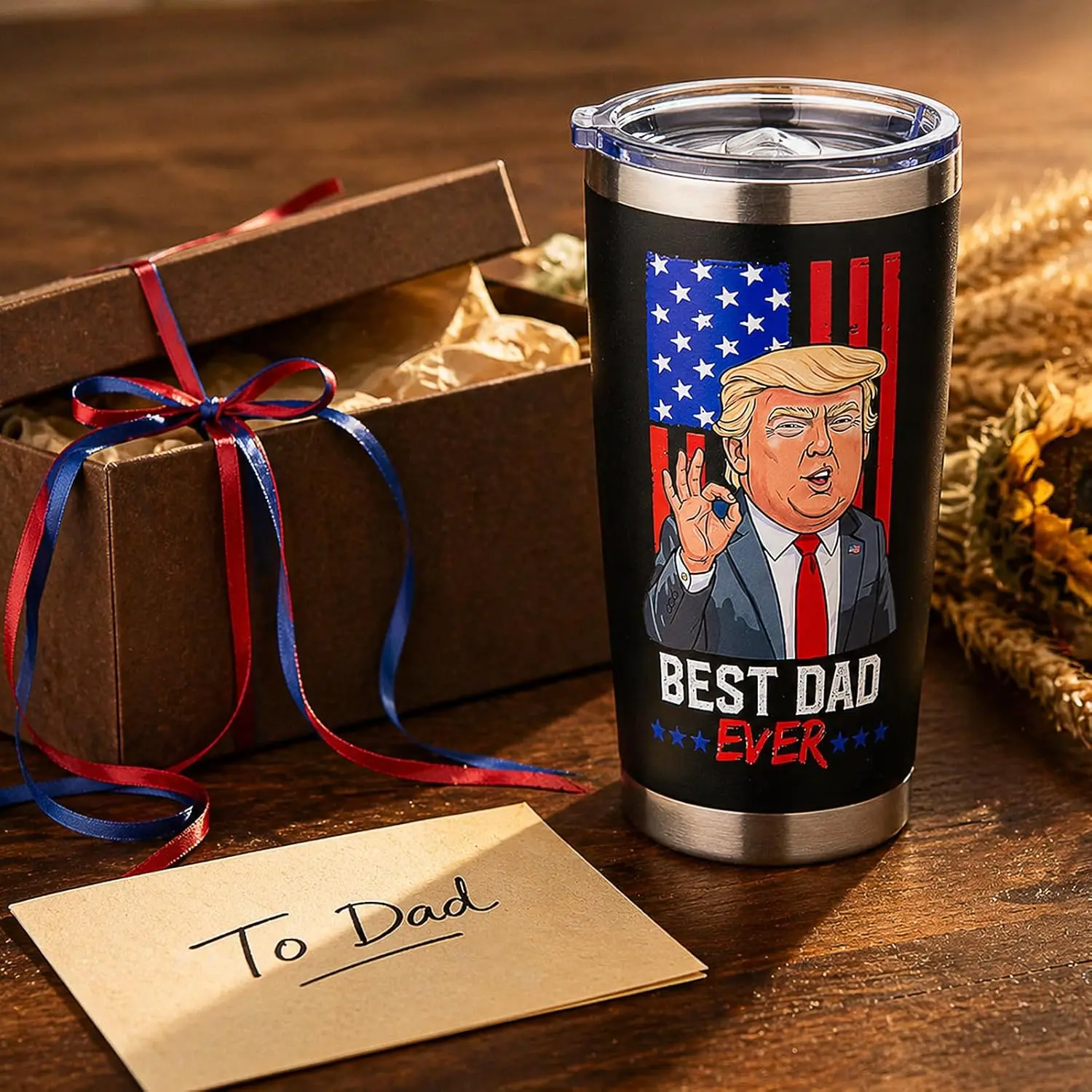 Funny Best Dad Ever Printed Tumbler, 20oz Insulated Stainless Steel Cup ...