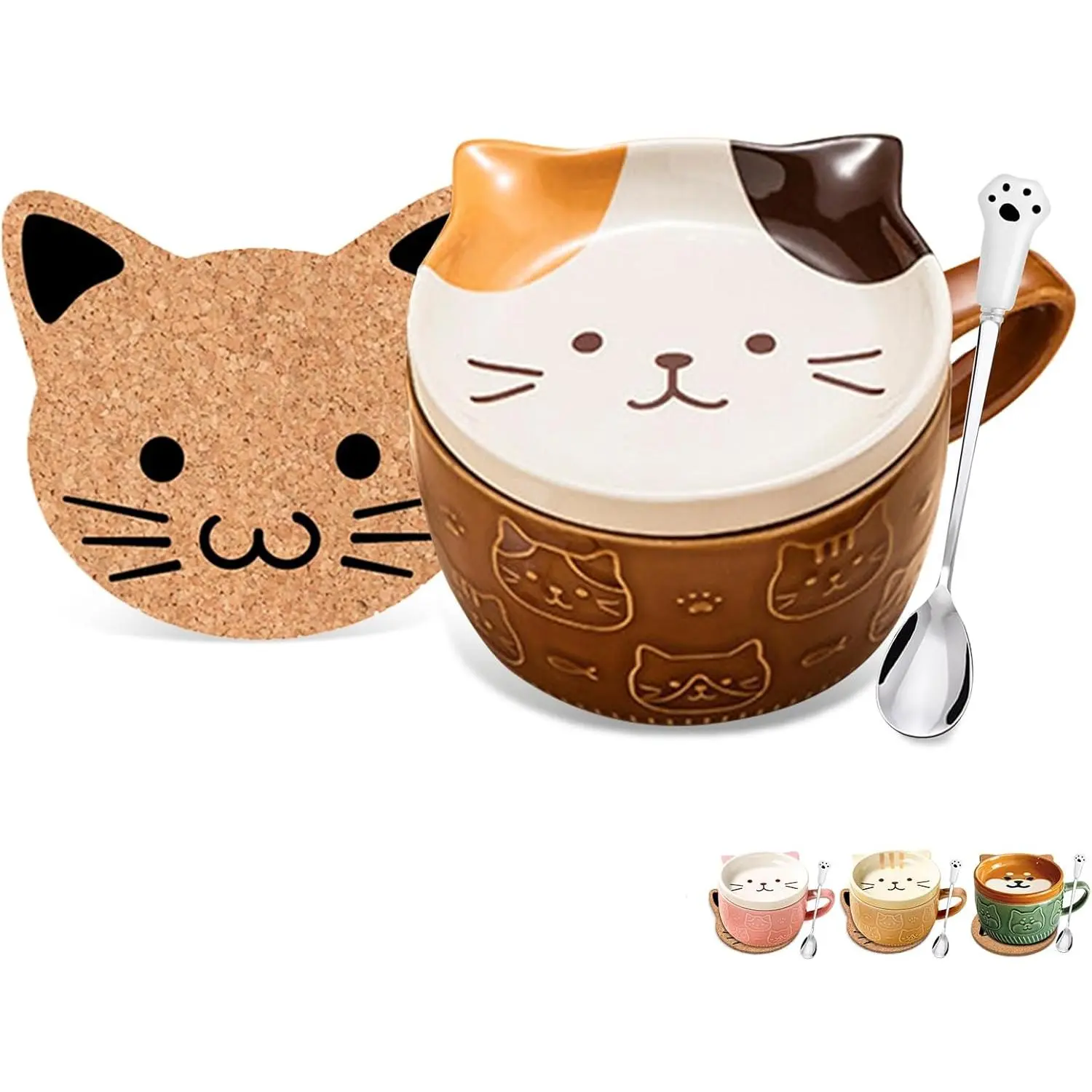 Gifts for Women Her Cute Kawaii Cat Coffee Mugs with Lids Christmas ...
