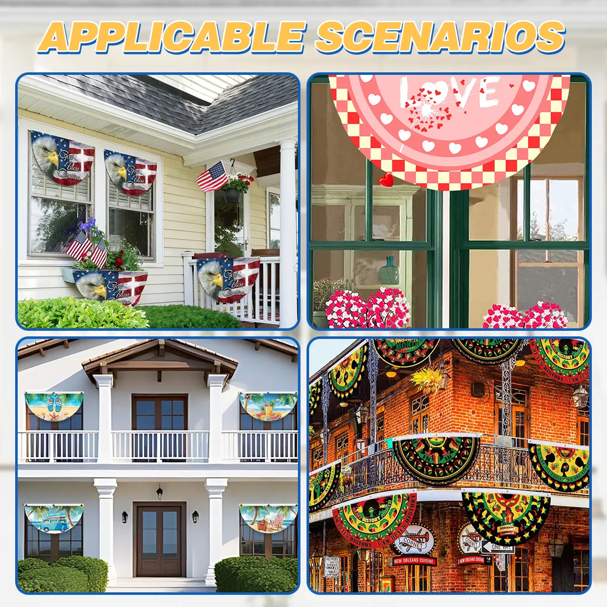 Patriotic Eagle American Flag Bunting Banner, America 250th Birthday ...