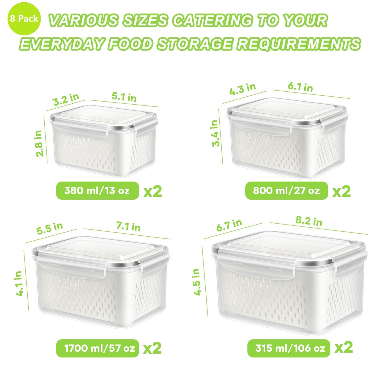 8/10/12/16 Pieces Stackable Clear Food Storage Boxes Airtight Fruit ...