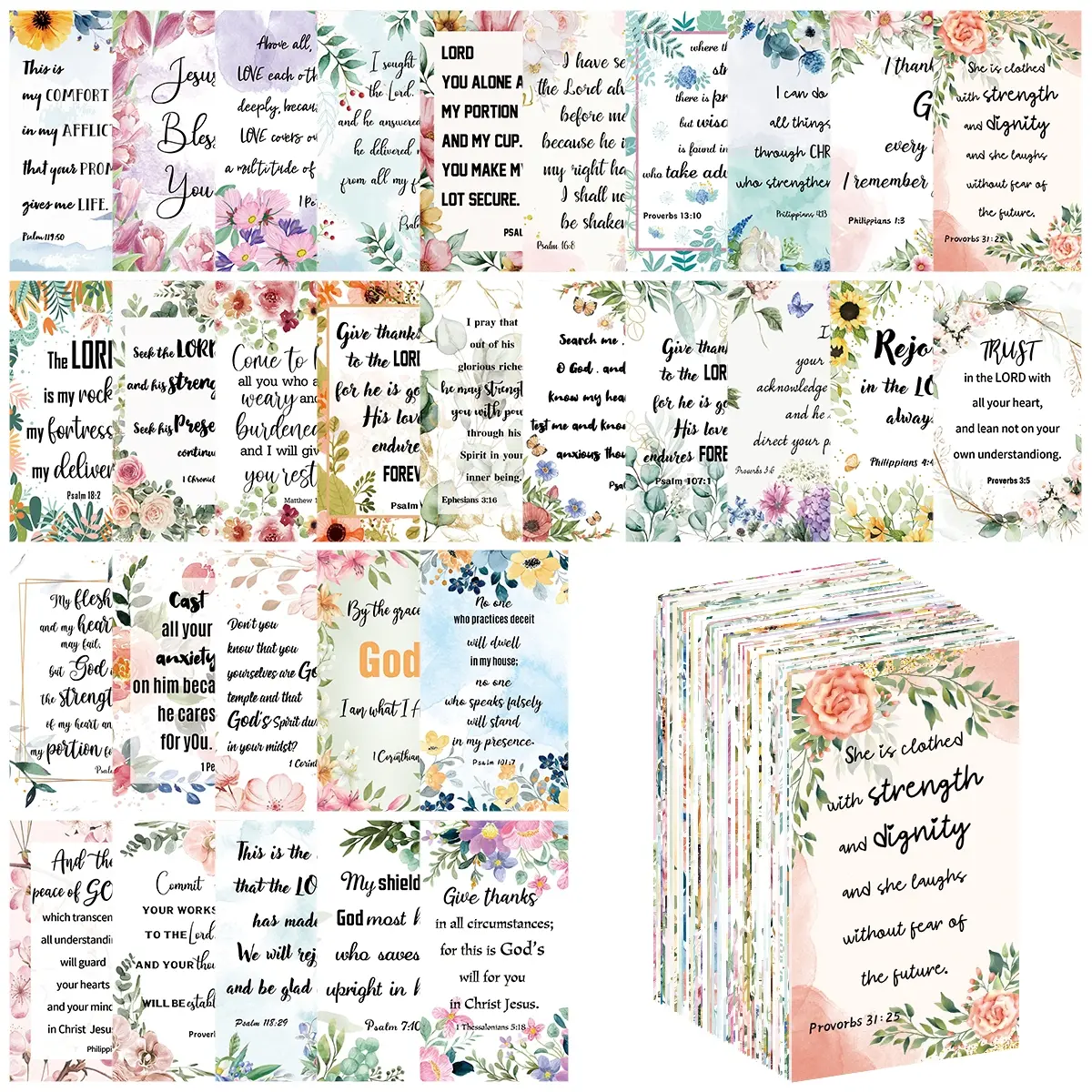 60pcs Inspirational Prayer Cards with Bible Verses, Mini Scripture ...