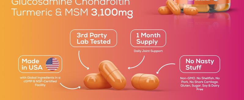 ZOOONE 3100mg Glucosamine Chondroitin Turmeric&Msm - Joint Support ...