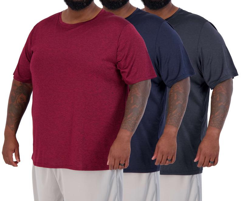 Real Essentials 3 Pack: Men’s Big & Tall Tech Stretch Short-Sleeve Dry ...