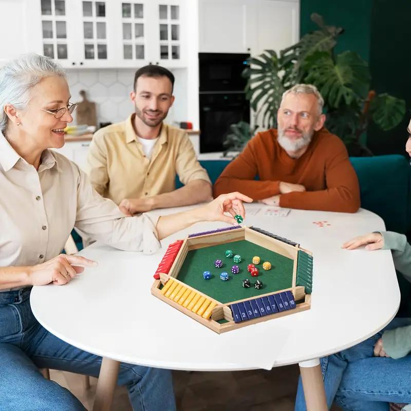 Wooden Closed Box Dice Game Set for 1-6 Players Family Night & Party ...