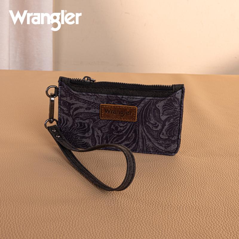 Wrangler Vintage Floral Velvet Printed Mini Zip Card Case Wristlet with ...