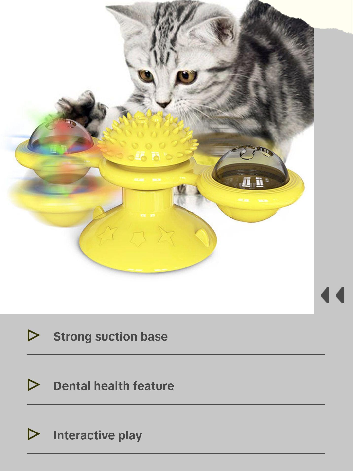 Interactive Spinning Cat Toy - Pet Life Windmill with Strong Suction ...