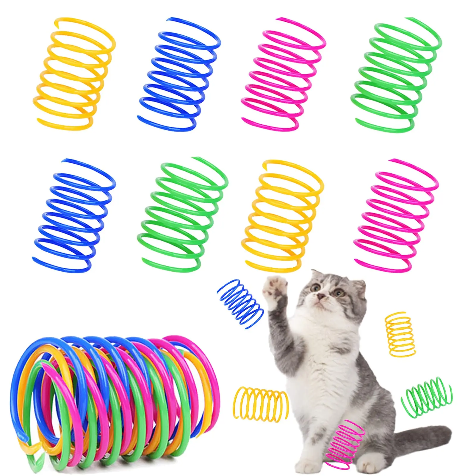 120 Pack Cat Spring Toy,Interactive Cat Toy for Indoor Cats,Plastic ...