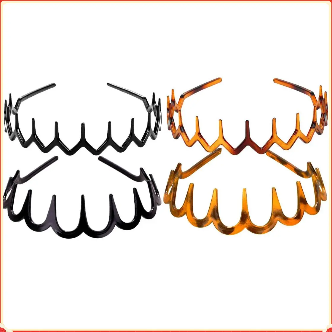 Zig Zag Wavy Hair Hoops, Flexible Plastic Tooth Headband Set for Women ...
