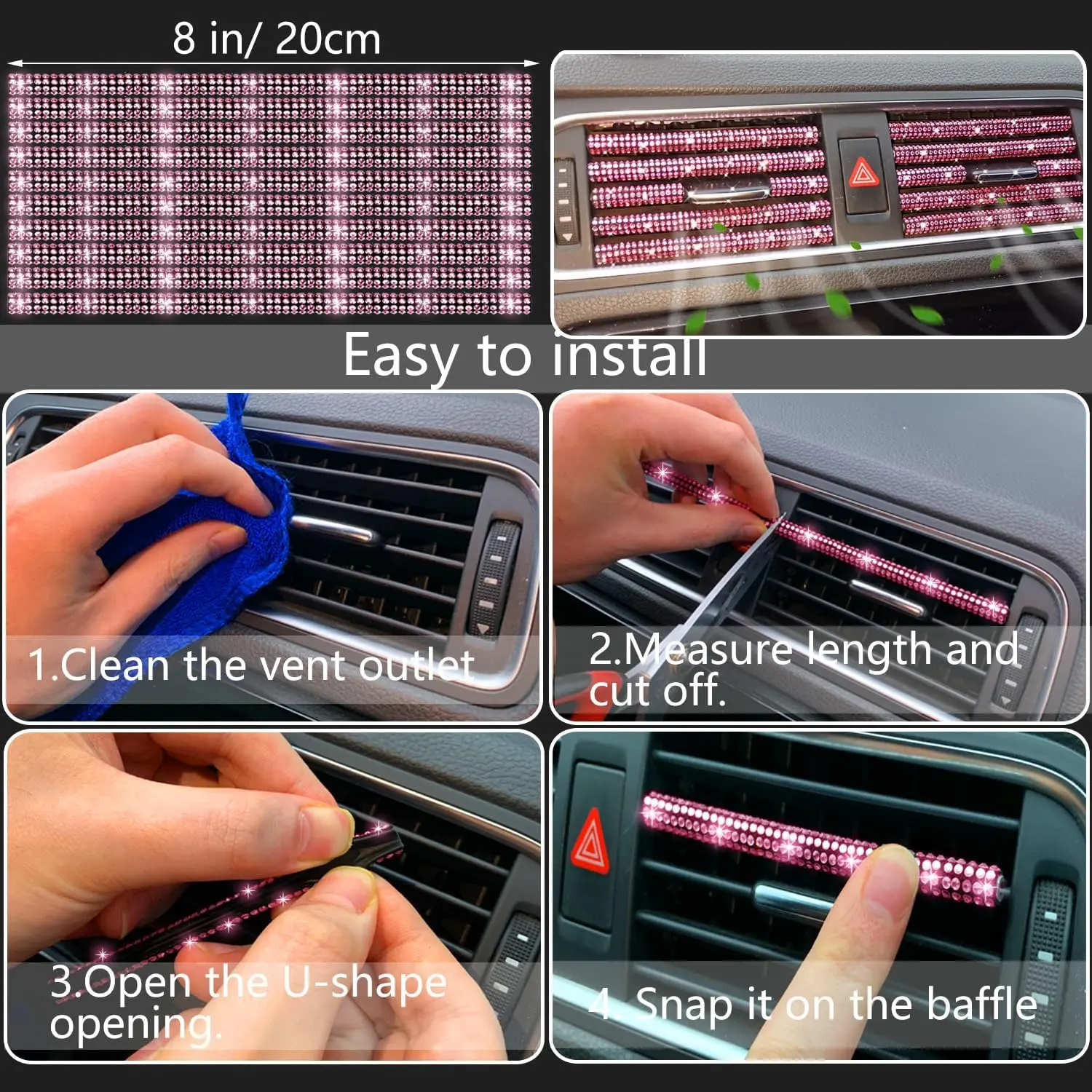 27-Piece Rhinestones Sparkling Bling Car Interior Accessory Set ...