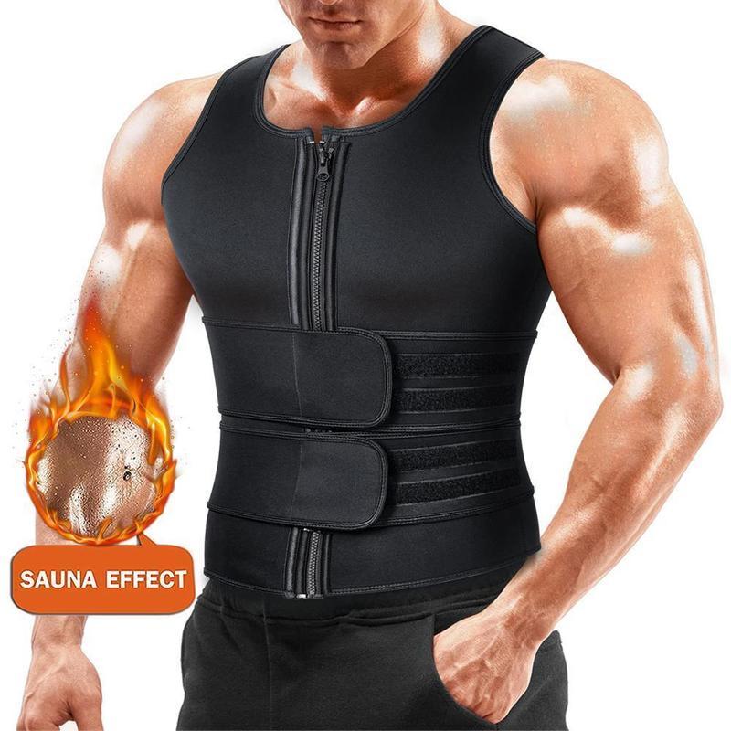 Sauna Sweat Vest Body Shaper, for Men Waist Trainer Zipper Neoprene ...