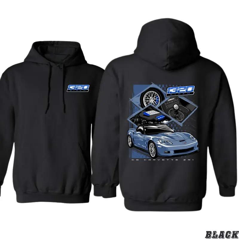 1320 C6 Corvette Hoodie, Blue Supercar Graphic Hoodie for Men and Women ...