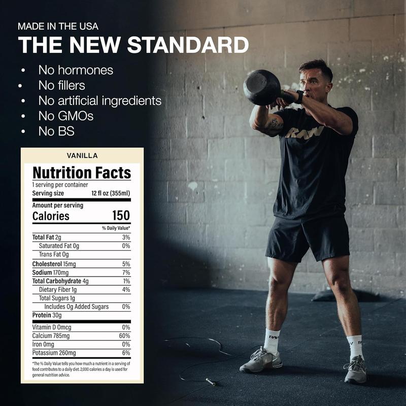 RAW Ready-to-Drink Protein Shake, Vanilla - RTD Protein Drinks with ...