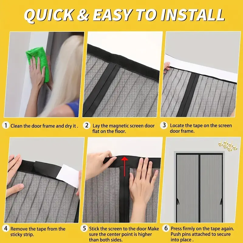 Magnetic Screen Door Heavy Duty Mesh, Self Sealing Hands Free Mesh ...