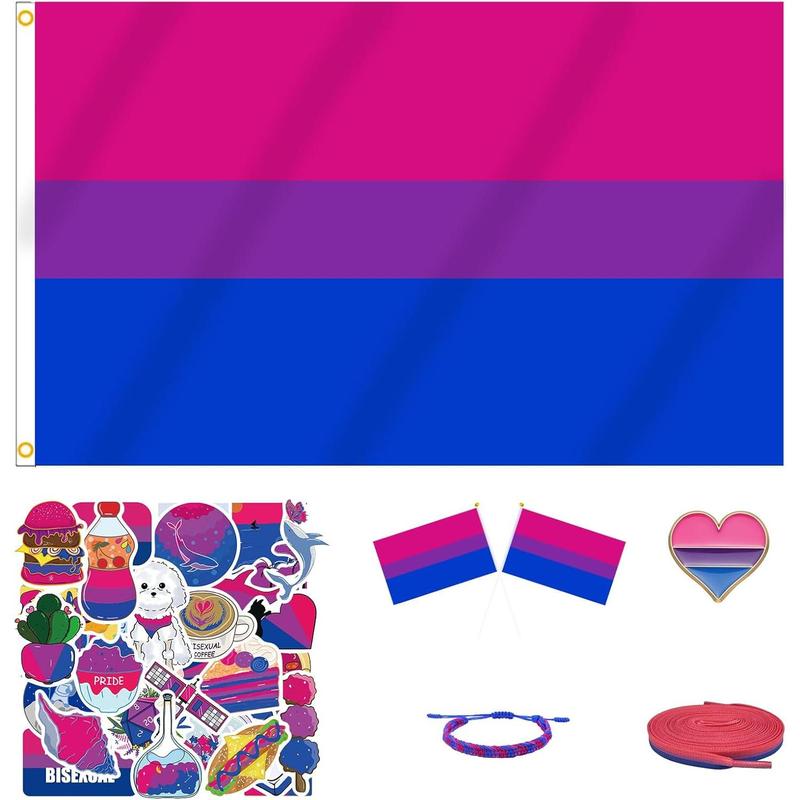 PRIDE 3x5 FT Bi Bisexual Flag Bundle for LGBTQ+ Accessories Present ...