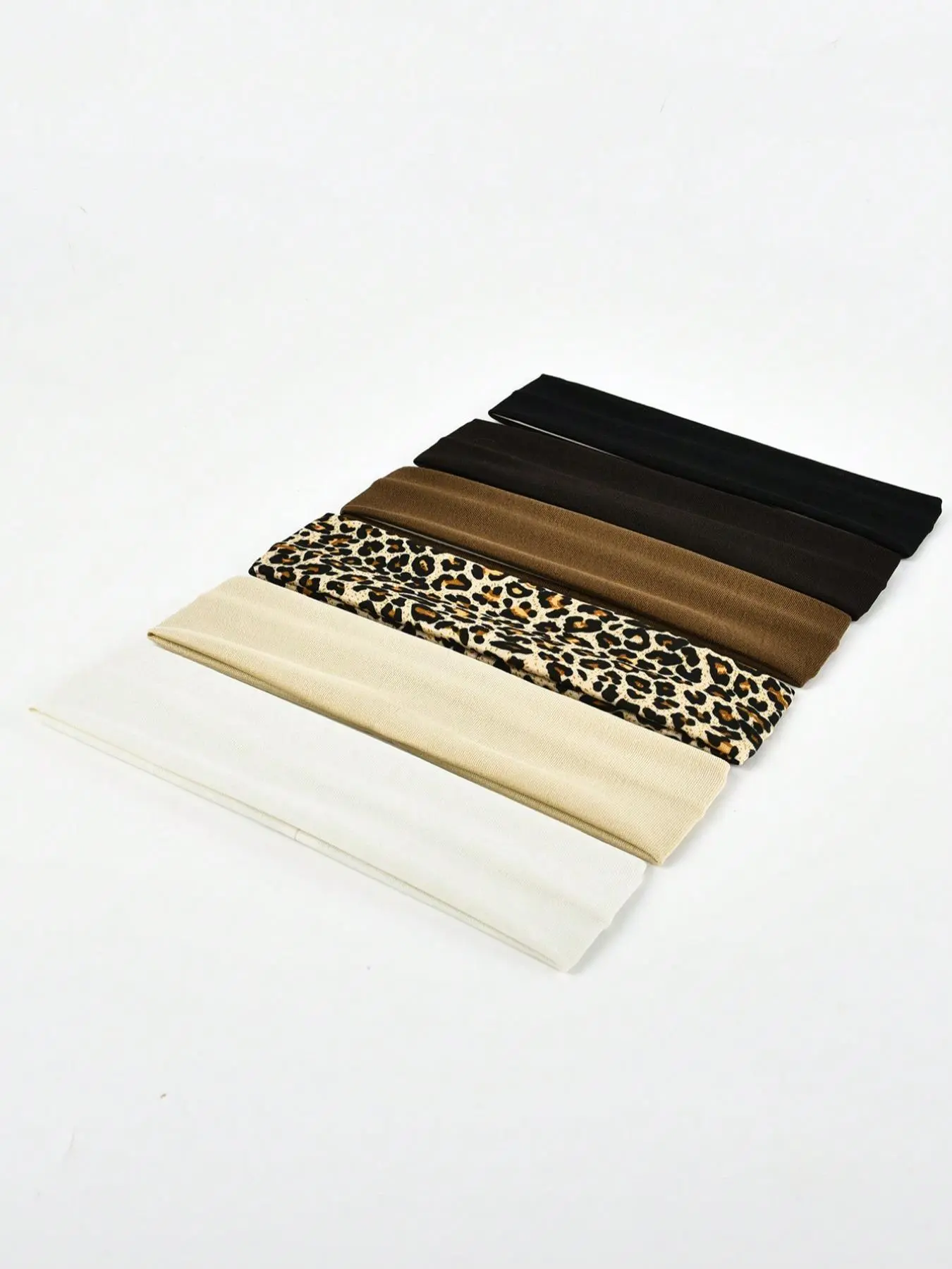 6pcs Women's Elastic Leopard Print & Solid Color Flat Headband For ...