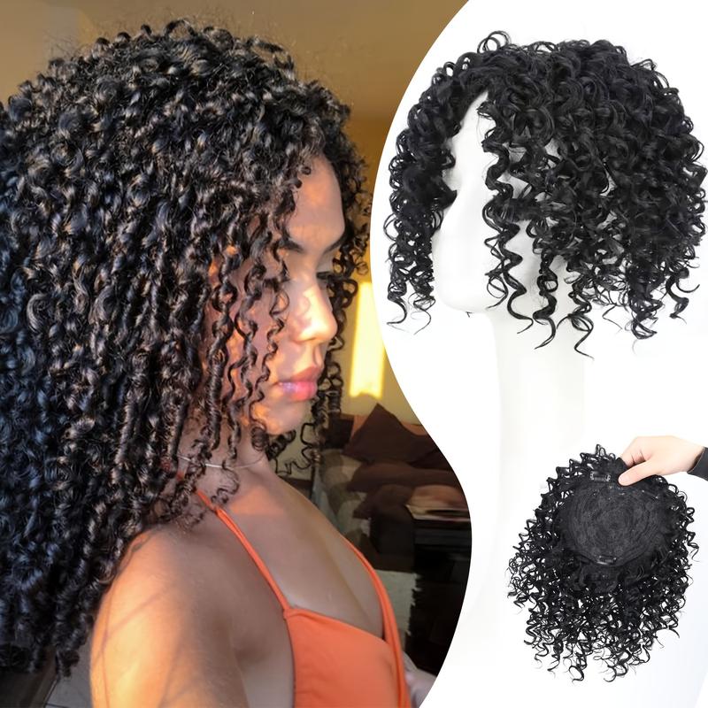 8 Inch 1pc Hair Short Curly Wavy Toupee Topper Wig Hair Clip in Hair ...