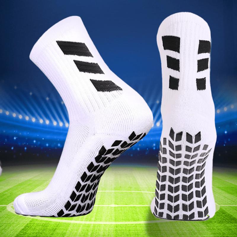 4 Pairs white/black cotton Men's Soccer Socks, Soccer Non Slip Socks ...