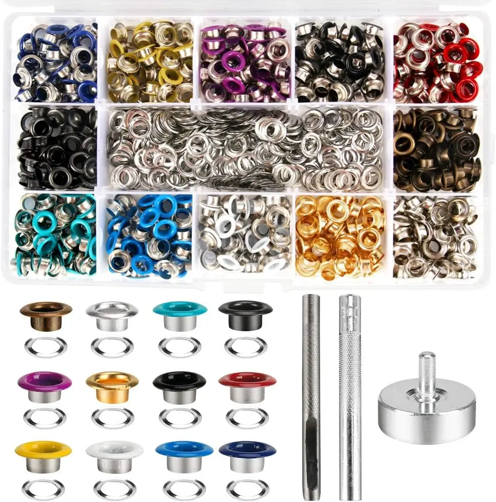 600Pcs 3/16 inch Metal Grommets Kit,Multi-Color Grommets Kit,Metal ...