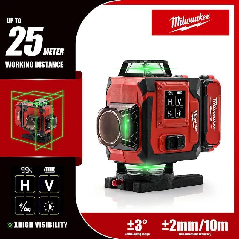 Milwaukee 4D Laser Level - 12/16 Lines 360° Self-Leveling, Super ...