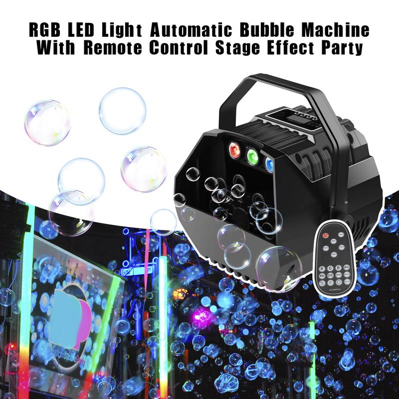 Party Essentials Bubble Machine with LED Lights.3 Fog Effects,Remote ...